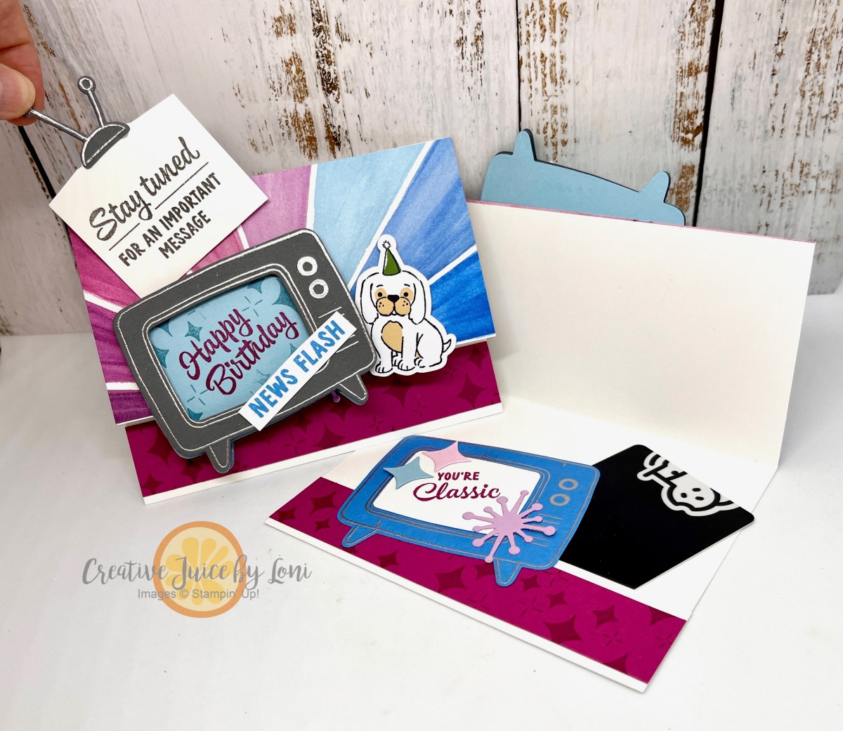 Hidden Message TV Card – plus July Virtual Class – Creative Juice by Loni